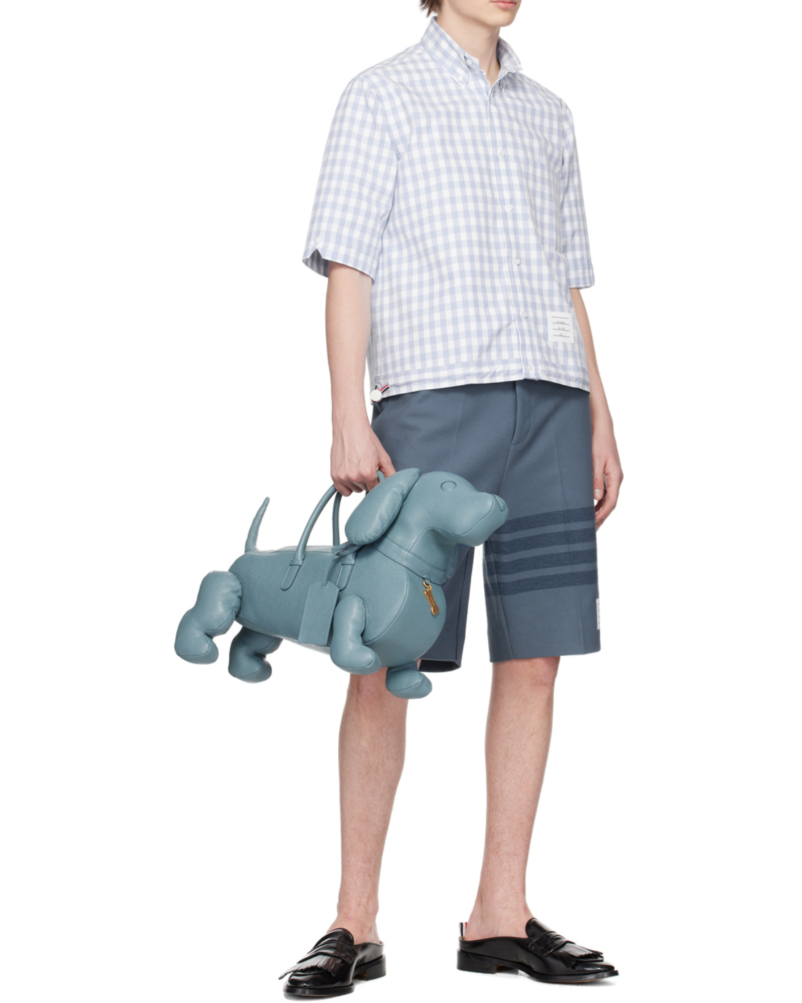 THOM BROWNE gingham poplin short-sleeve shirt
